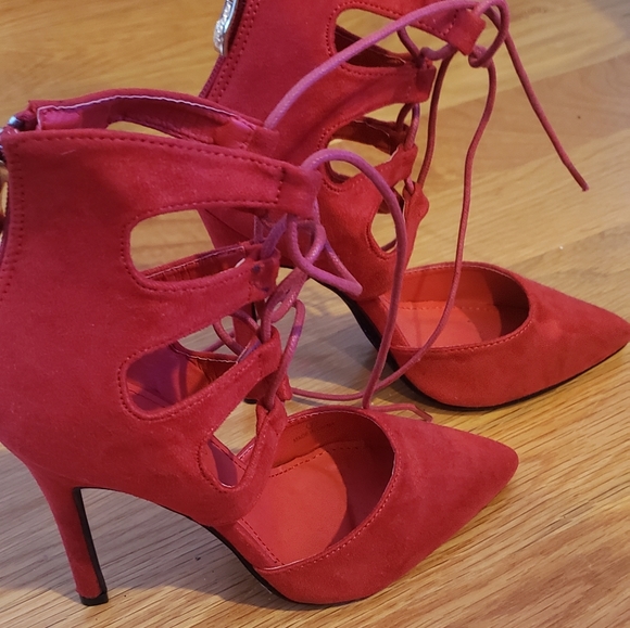 Shoes | Sexy Red High Ankle Lace Heels | Poshmark